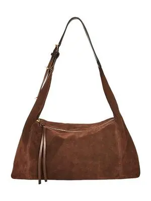 Aqua Large Suede Hobo Bag - Brown