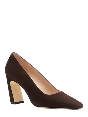 STUART WEITZMAN Stuart Weitzman Stassi Suede Block Heel Pumps Espresso