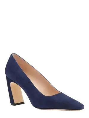 STUART WEITZMAN Stuart Weitzman Stassi Suede Block Heel Pumps Nice Blue