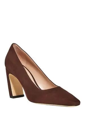 STUART WEITZMAN Stassi Suede Block Heel Pumps - Walnut
