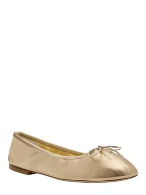 STUART WEITZMAN Nia Leather Ballet Flats - Silver