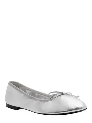 STUART WEITZMAN Stuart Weitzman Nia Leather Ballet Flats Silver