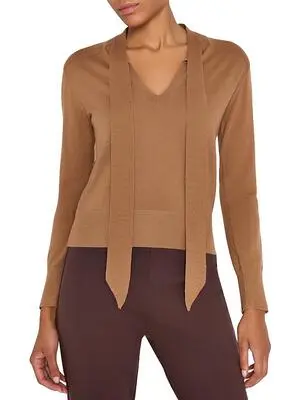 Kobi Halperin Felicity Tie Neck Merino Wool Sweater - Bourbon