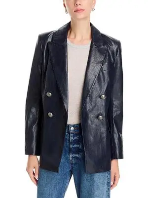 Kobi Halperin Alyson Faux Leather Double Breasted Blazer - Navy