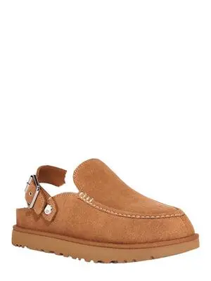 UGG Goldenstar Evelina Suede Clog Slippers - Chestnut