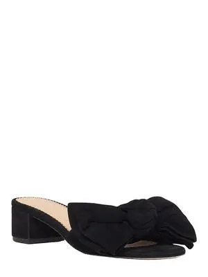 Cinq À Sept Suede Bow Slides - Black