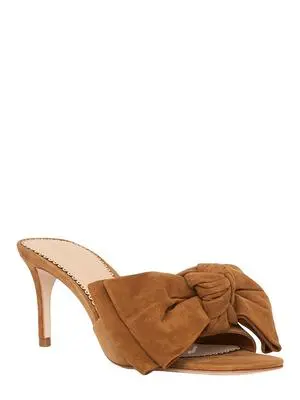 Cinq À Sept Felicity Suede Bow Slides - Toffee