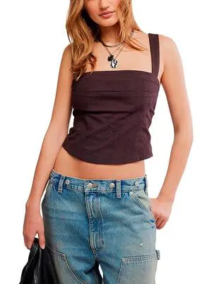 Free People Square Neck Corset Top - Deep Fudge