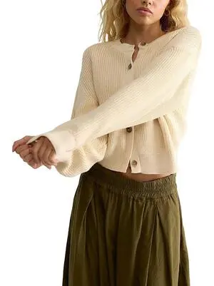 Free People Vienna Cotton Cropped Cardigan - Vanilla