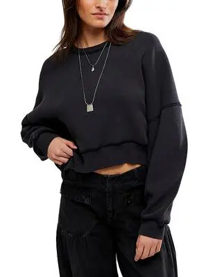Free People Skyline Thermal Long Sleeve Tee - Black