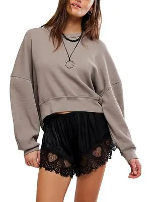 Free People Skyline Thermal Long Sleeve Tee - Petrified