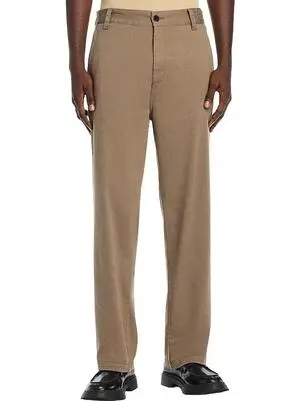 Hugo Cotton Stretch Straight Fit Pants - Beige Overflow