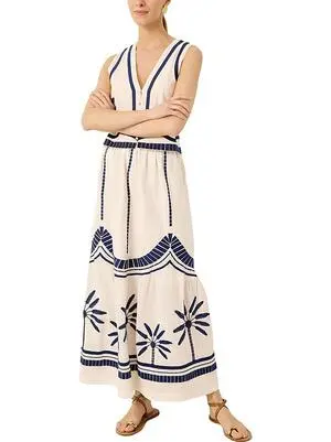 MARIE OLIVER Dania Cotton Linen Maxi Skirt - Tide