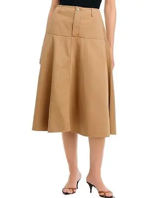 VINCE Vince Mid Rise Washed Cotton Skirt