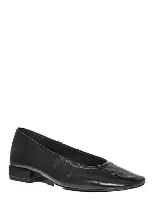 Aqua Avery Leather Ballet Flats - Black Leather