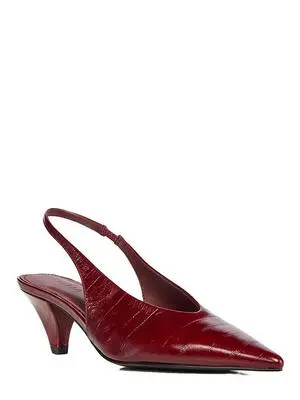 Aqua Macki Leather Pointed Toe Slingbacks - Wine