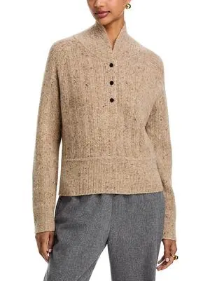 Co Wool And Cashmere Blend Cropped Henley Sweater - Antelope