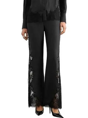 TOCCIN Priya Lace Inset Flare Pants - Jet/jet