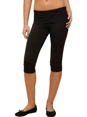 EDIKTED Ravena Foldover Capri Leggings - Black