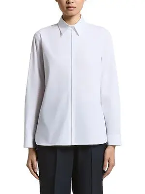 Peserico Stretch Cotton Poplin Shirt With Embellished Detail - Flash White