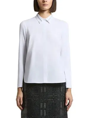 Peserico Stretch Cotton Poplin & Jersey Rib Shirt - Flash White