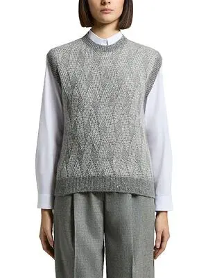 Peserico Wool Blend Boucle Vest - Eclipse Gray