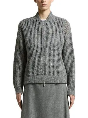 Peserico Alpaca Wool Blend Zip-up Sweater - Eclipse Gray