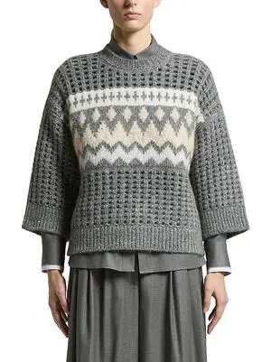 Peserico Knitted Sweater With Mohair Blend And Sequins - Eclipse Gray