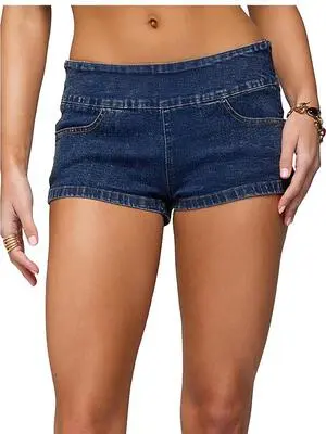 EDIKTED Zaida Stretchy Denim Micro Shorts - Blue