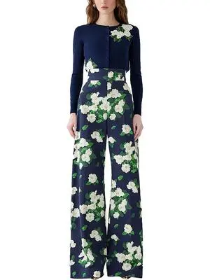 Carolina Herrera Diane Printed Wide Leg Pants - Midnight Multi