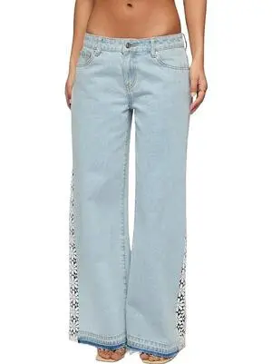 EDIKTED Edikted Crochet Panel Wide Leg Jeans