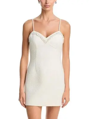 LoveShackFancy Sue Embellished Neck Mini Dress - Ivory Mist