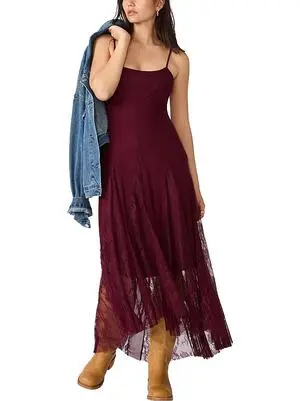 Steve Madden Vita Lace Skirt Dress - Deep Fig