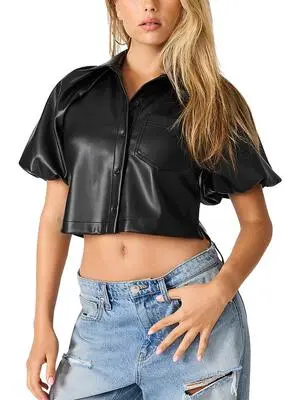 Steve Madden Reece Cropped Blouse - Black