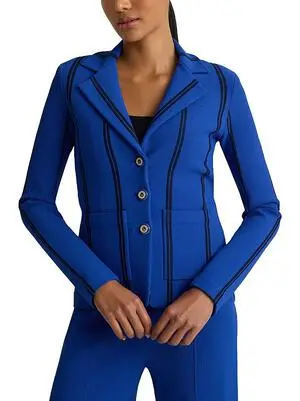St. John Crepe Knit Jacket With Vertical Stripes - Cobalt/soft Blue Multi
