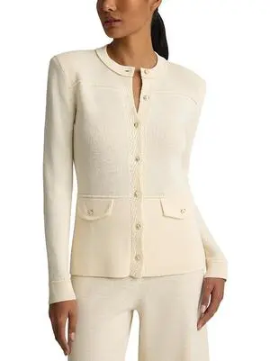 St. John Legacy Crepe Wool Blend Jacket - Ecru