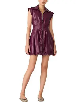 Steve Madden Dyanne Cap Sleeve Bubble Hem Dress - Deep Fig