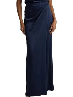 St. John Satin Drape Skirt - Midnight