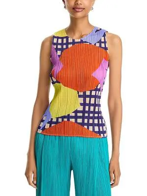 Issey Miyake Sleeveless Printed Top - Tomato