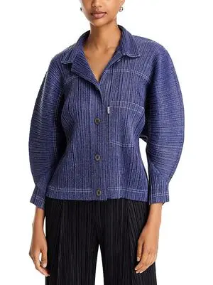 Issey Miyake Textured Denim Jacket - Navy
