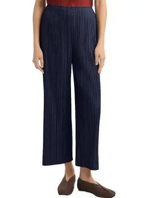 Issey Miyake Elasticated Waist Pleated Trousers - Navy