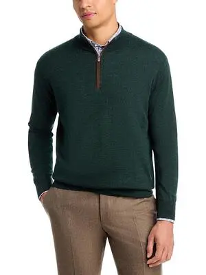 Peter Millar Autumn Crest Suede Trim Quarter Zip Sweater - Pine Brook