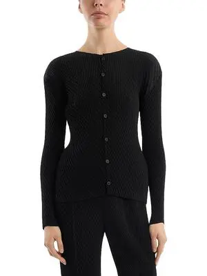 Issey Miyake Rhombus Pleats Cardigan - Black