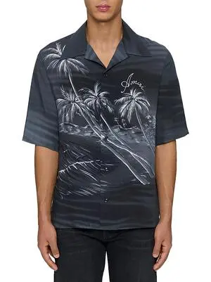 Amiri Airbrush Palms Camp Shirt - Black