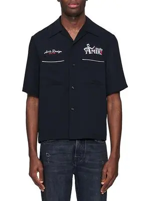 Amiri Art & Design Crepe Camp Shirt - Black