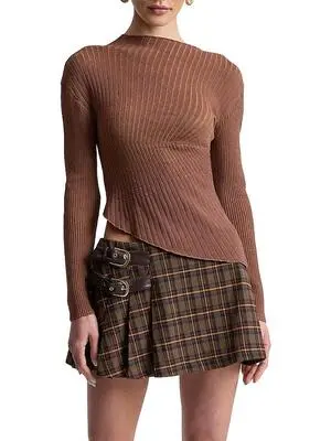 AVEC LES FILLES Avec Les Filles Asymmetric Ribbed Knit Top