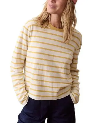 Marine Layer Juno Double Knit Long Sleeve Tee - Marigold