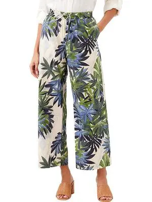 Karen Kane Printed Cotton Drawstring Ankle Pants - Print