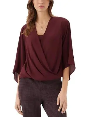 Karen Kane Draped Crossover Top - Wine