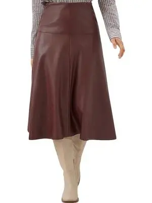 KAREN KANE Karen Kane Faux Leather Midi Skirt